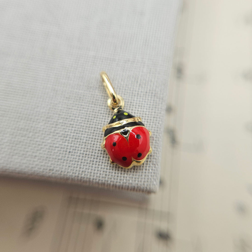 Dainty 9ct Gold Enamel Ladybird Charm - Lucky Nature Symbol | Sterling ...