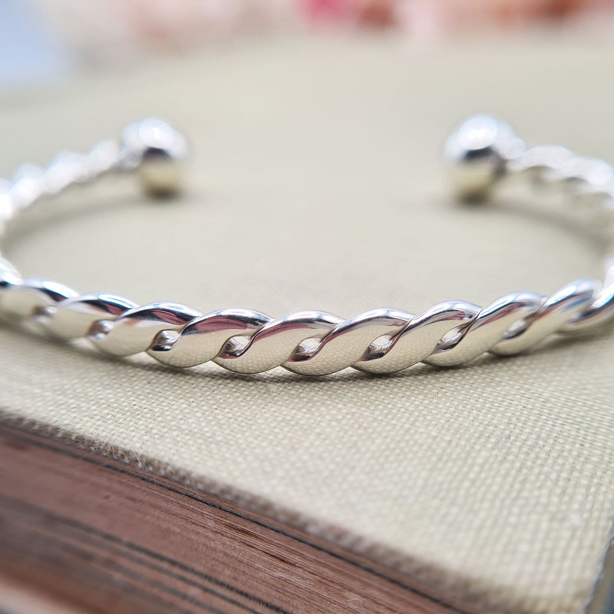 Women's Woven Celtic Torque Bangle in Sterling Silver