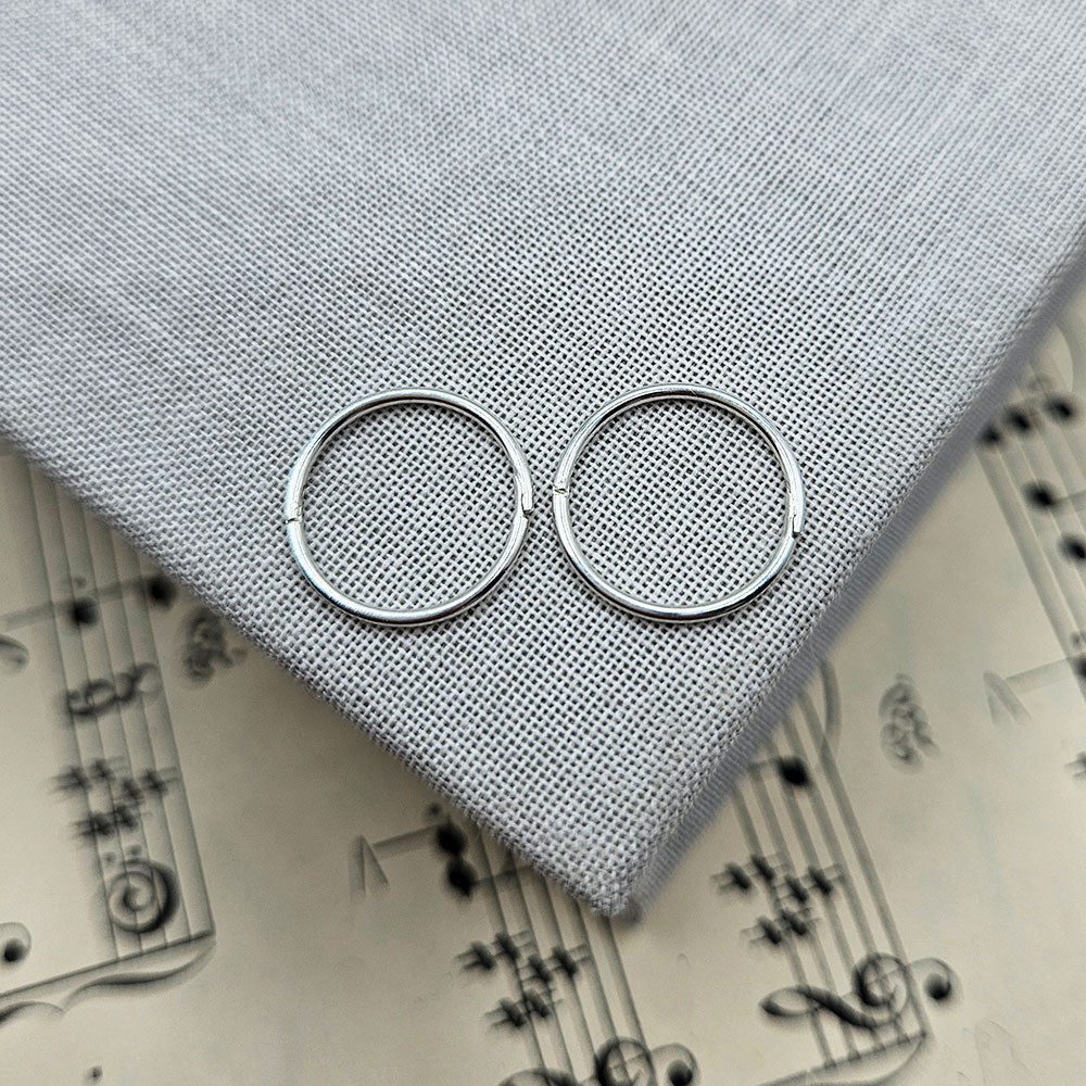 Sterling Silver Hinged 1.3cm Sleeper Hoops