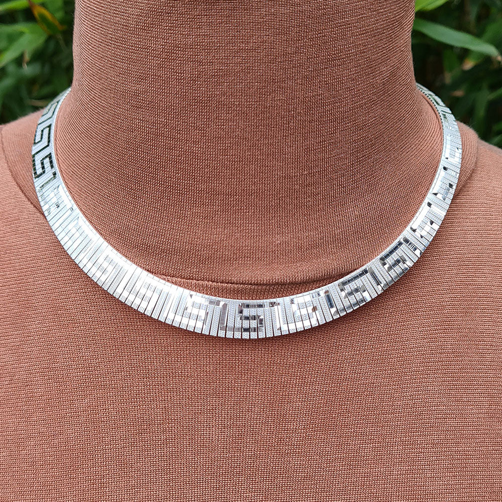 Sterling Silver Cleopatra Collar Necklace - Italian Crafted Statement Piece
