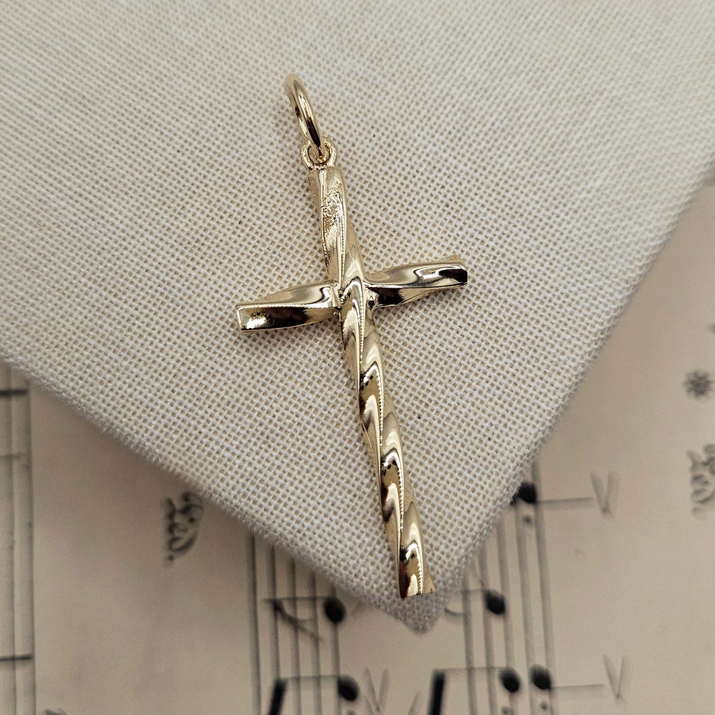 Gold Twisted Cross Pendant Necklace | Handmade 9ct Gold | Birmingham