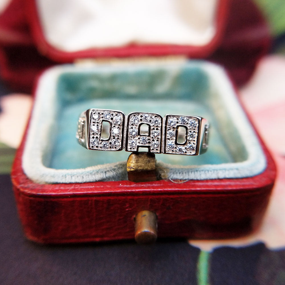 Dad Ring in Sterling Silver with Cubic Zirconia