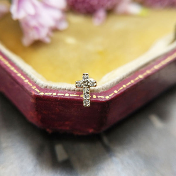 Cross Cartilage Helix Stud Earring in 9ct Yellow Gold - Sterling & Wilde