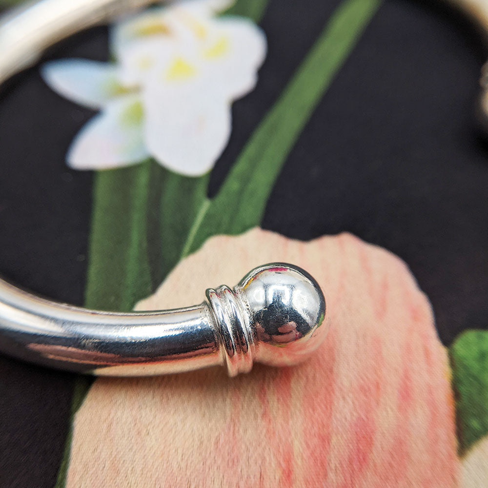 Men's Thick & Heavy Sterling Silver Torque Bangle